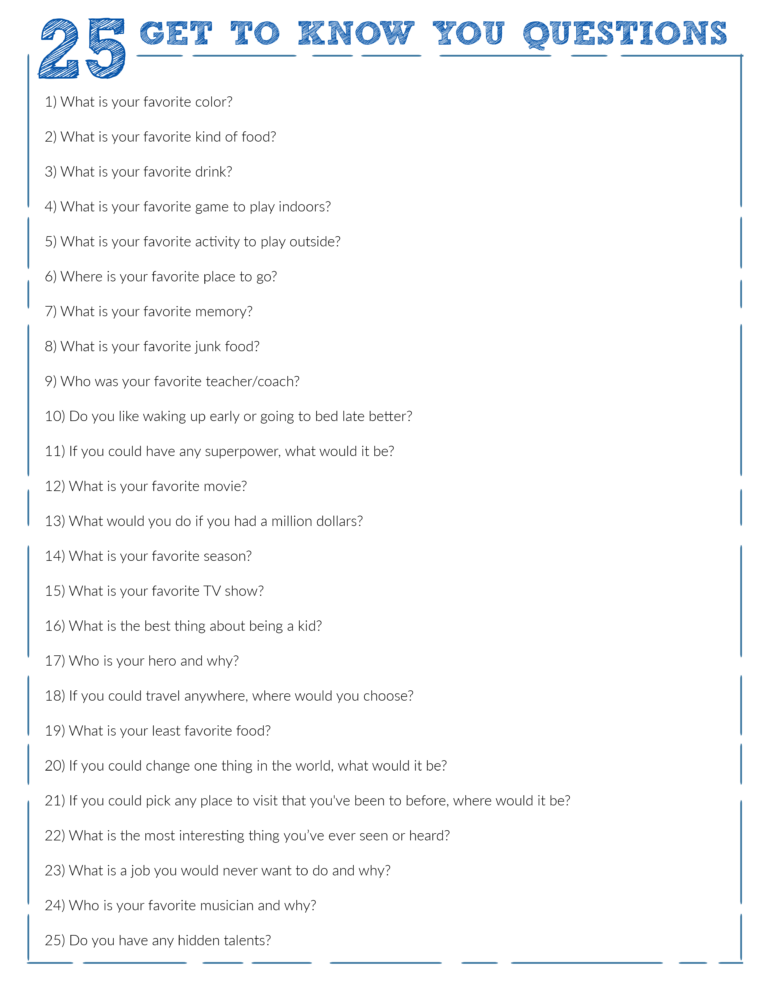 102 Best Fun Get to Know You Questions to Ask Kids