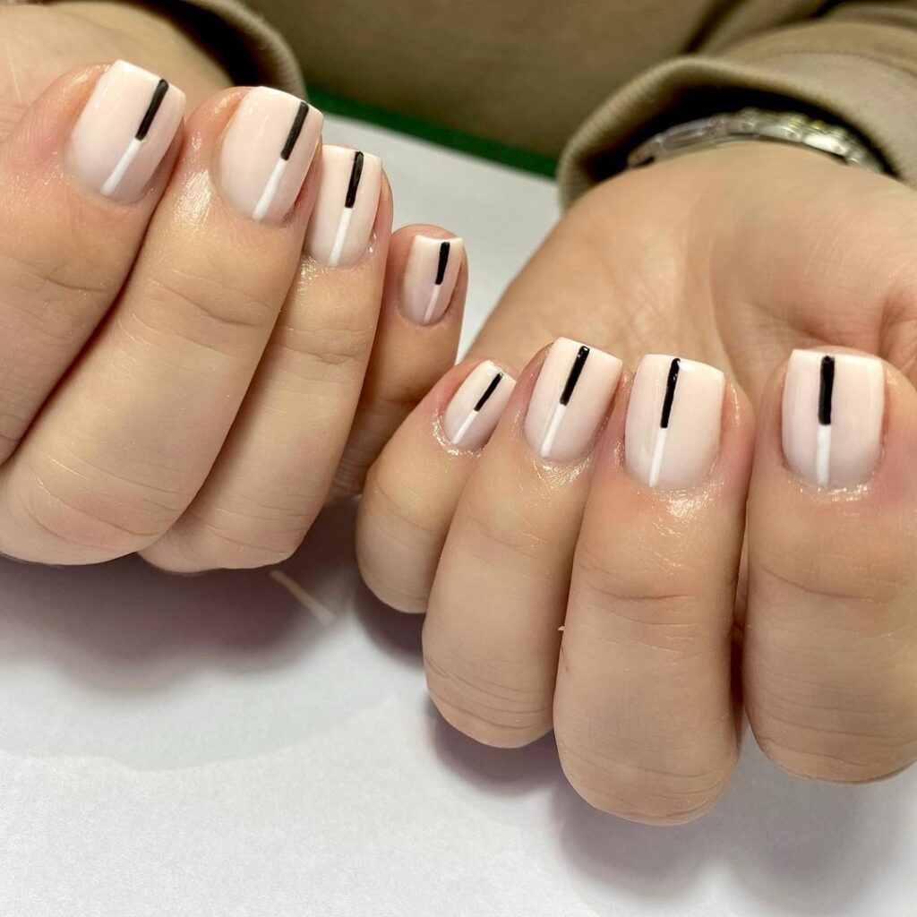 Minimalist Nails Featuring Neutral Colors and Simple Designs